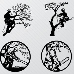 Arborist Silhouette SVG Bundle: Tree Surgeon Vector Clipart (PNG, SVG ...
