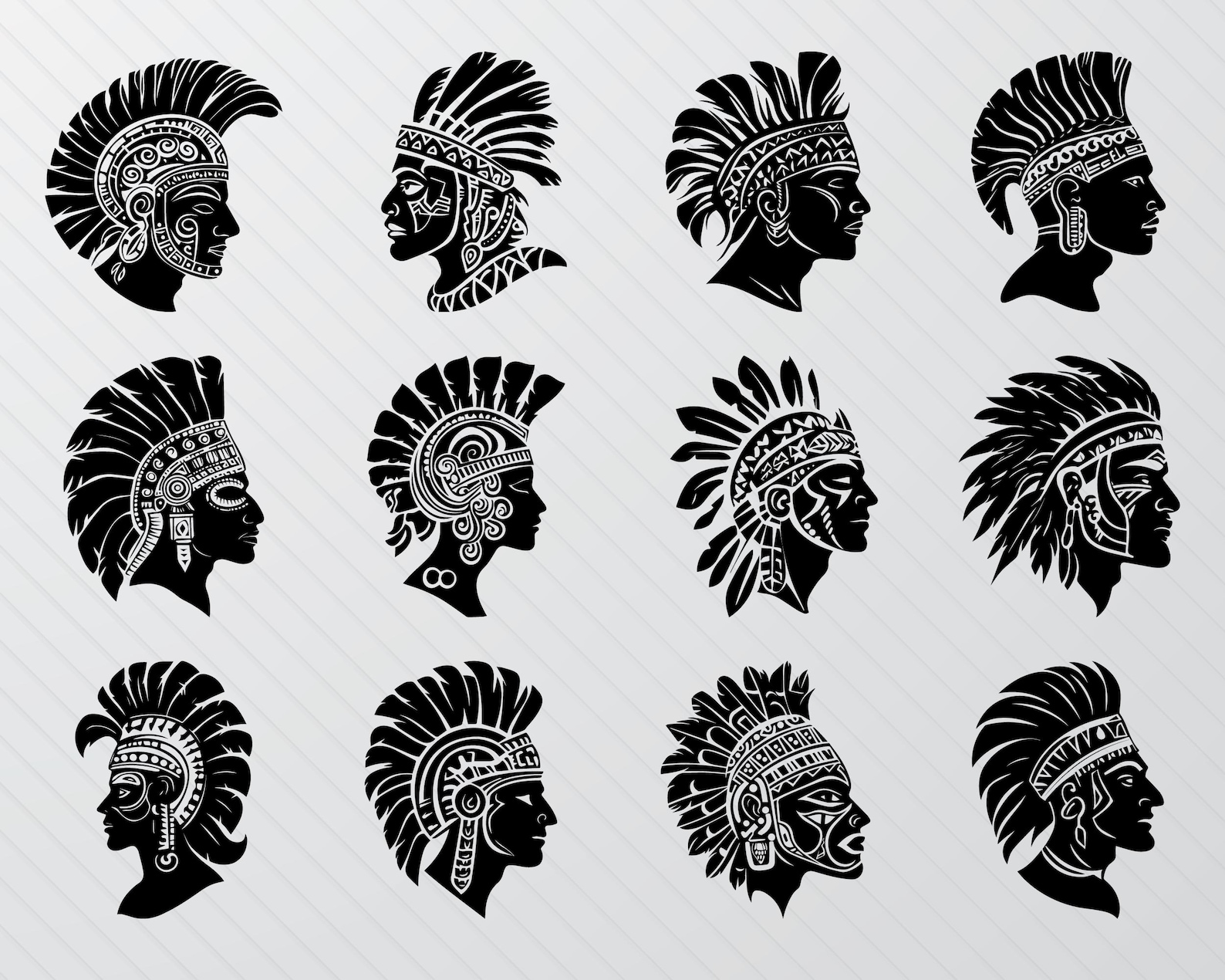 Taino Warrior Silhouette SVG Bundle: Tribal Queen Clipart (PNG, Vector ...