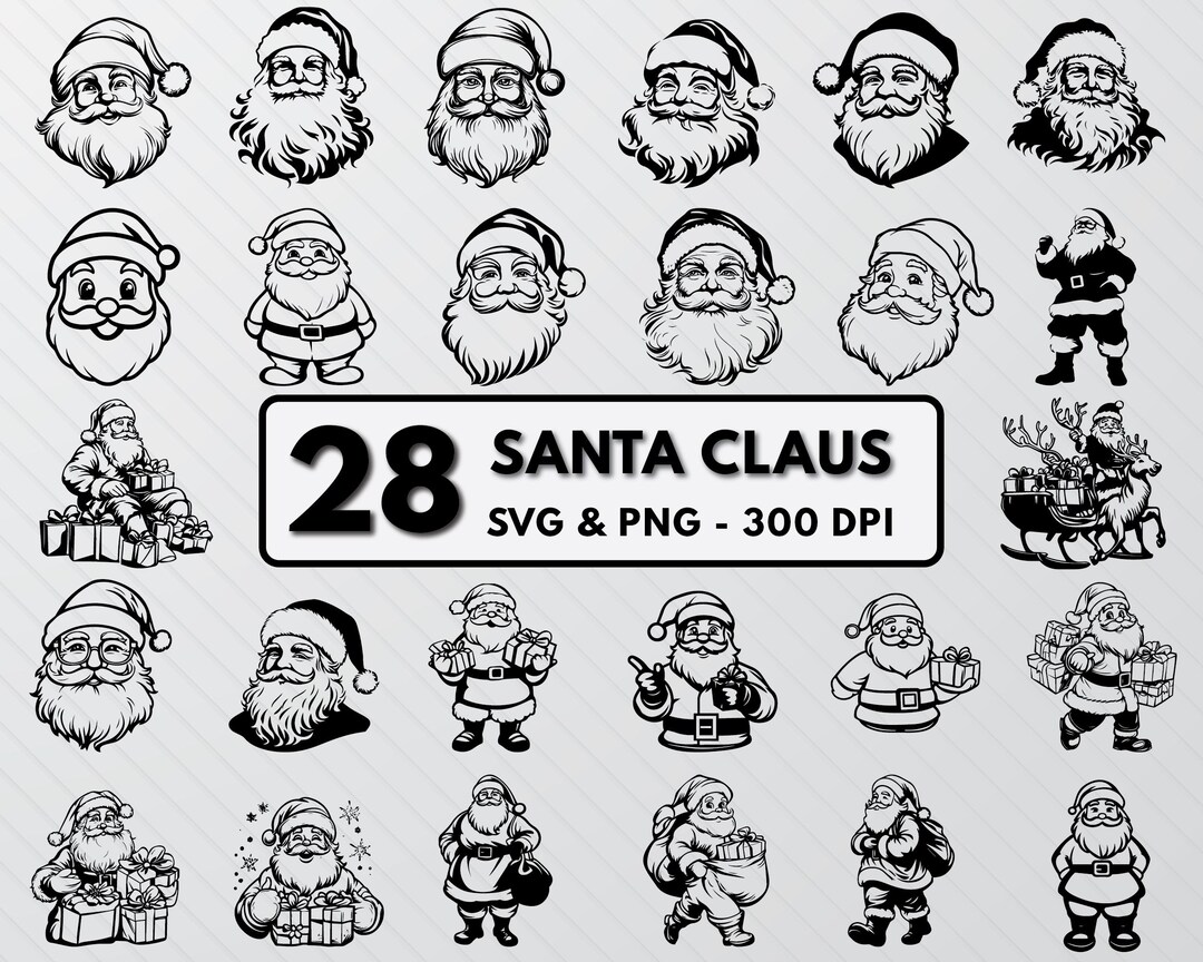 Santa Claus Svg Bundle, Santa Claus Silhouette Art, Santa Claus Clipart ...