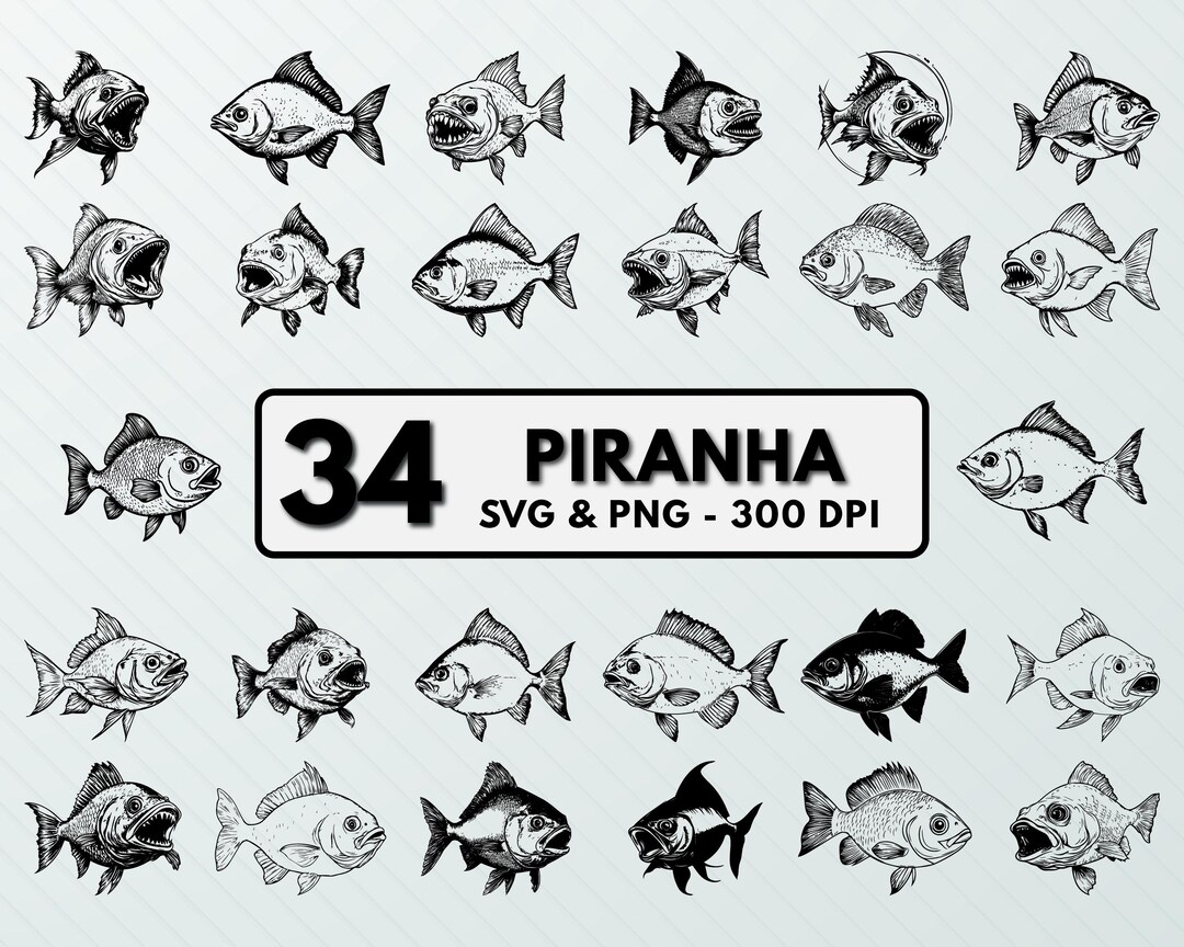 Piranha Fish Svg Png Bundle, Piranha Fish Silhouette, Piranha Fish ...