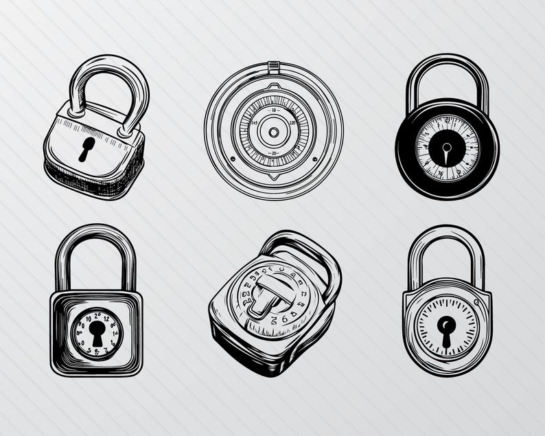 Combination Lock Silhouette, Combination Lock Svg Bundle, Lock Clipart ...
