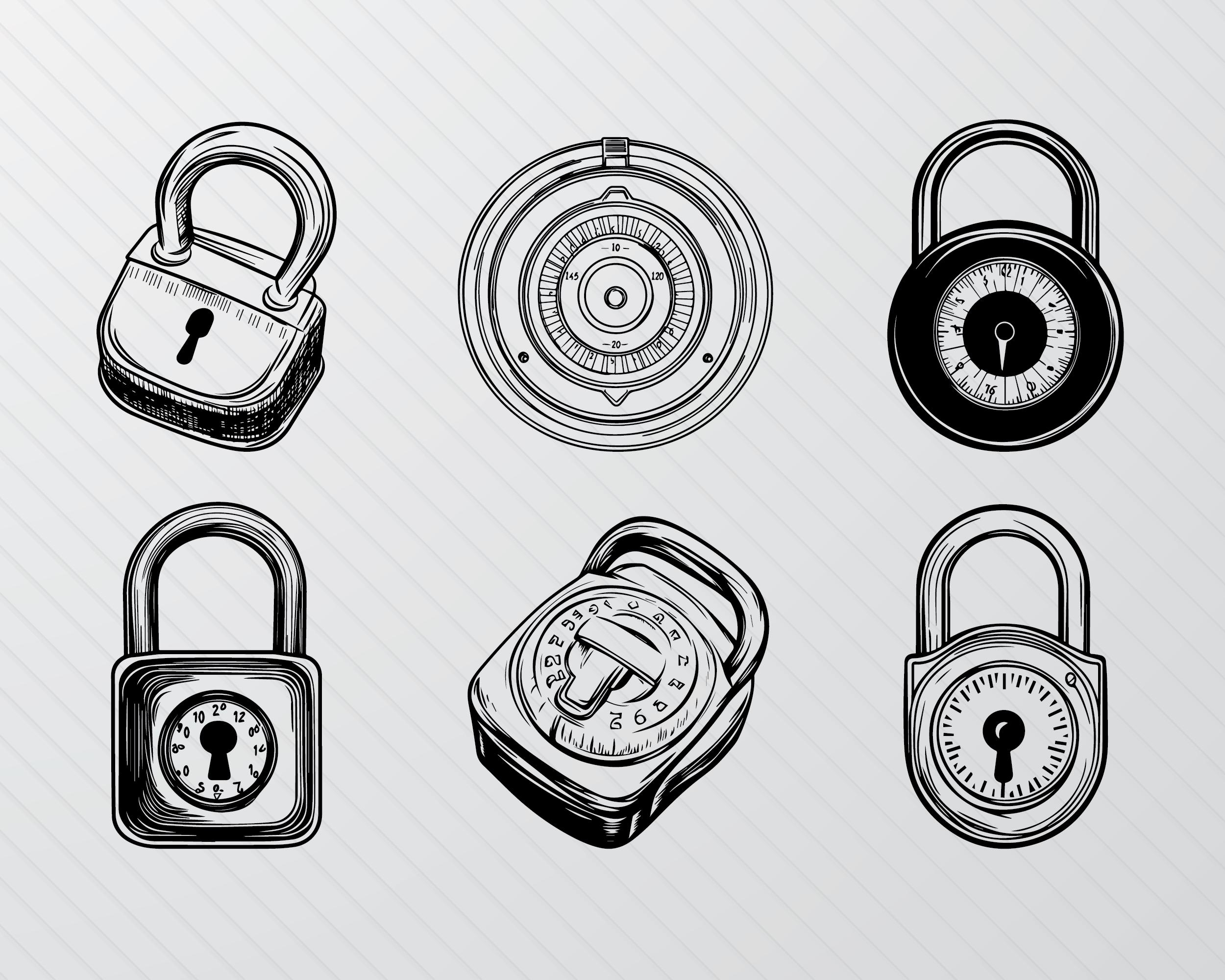 Combination Lock Silhouette, Combination Lock Svg Bundle, Lock Clipart ...