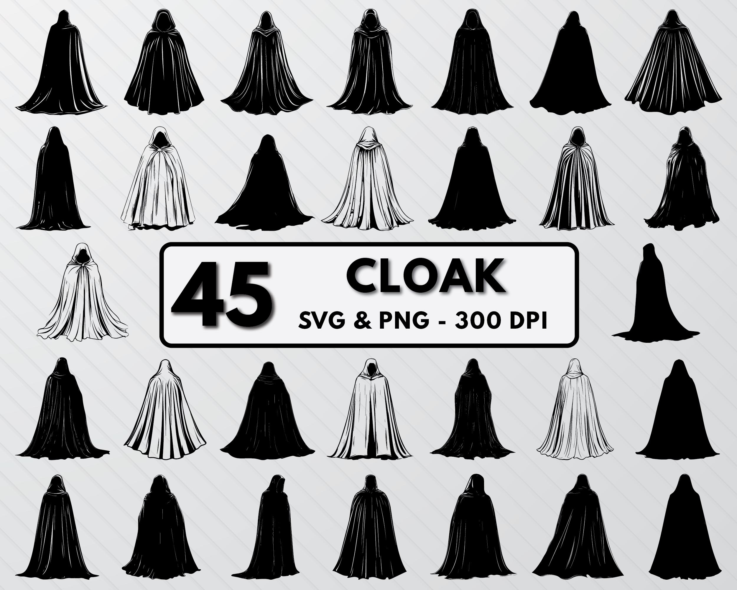 Cloak Silhouette Svg Bundle, Magic Cloak, Cloak Png Clipart, Cloak ...