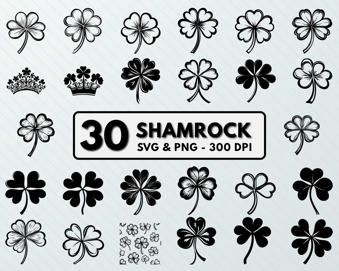 Shamrock SVG: St. Patrick's Day Clover Cut Files (PNG, Vector) - Etsy