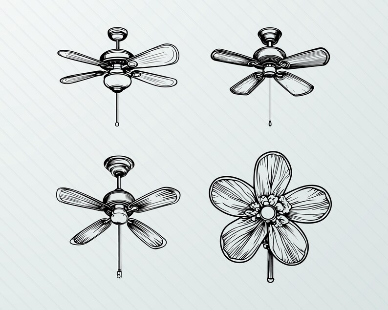 Ceiling Fan Svg Png, Ceiling Fan Clipart, Ceiling Fan Silhouette ...