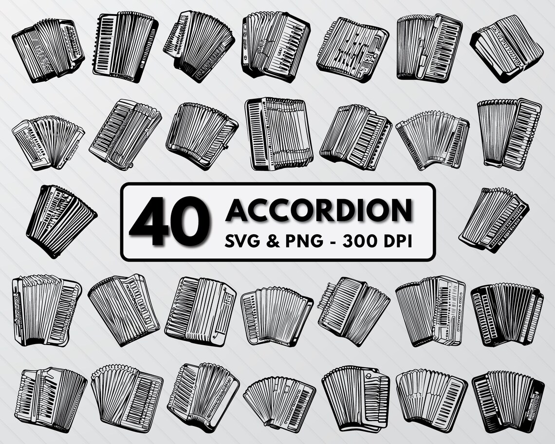 Accordion Silhouette, Accordion Svg Cut Files Cricut Bundle, Accordion ...