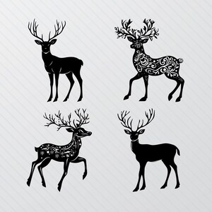 Christmas Reindeer Svg Bundle, Reindeer Silhouette Png, Deer Clipart ...