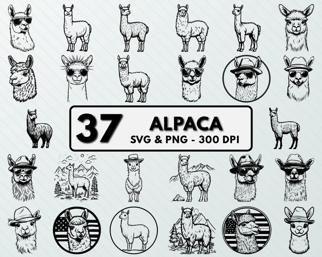 Alpaca Svg Png Bundle, Alpaca Clipart, Alpaca Silhouette, Alpaca Vector ...