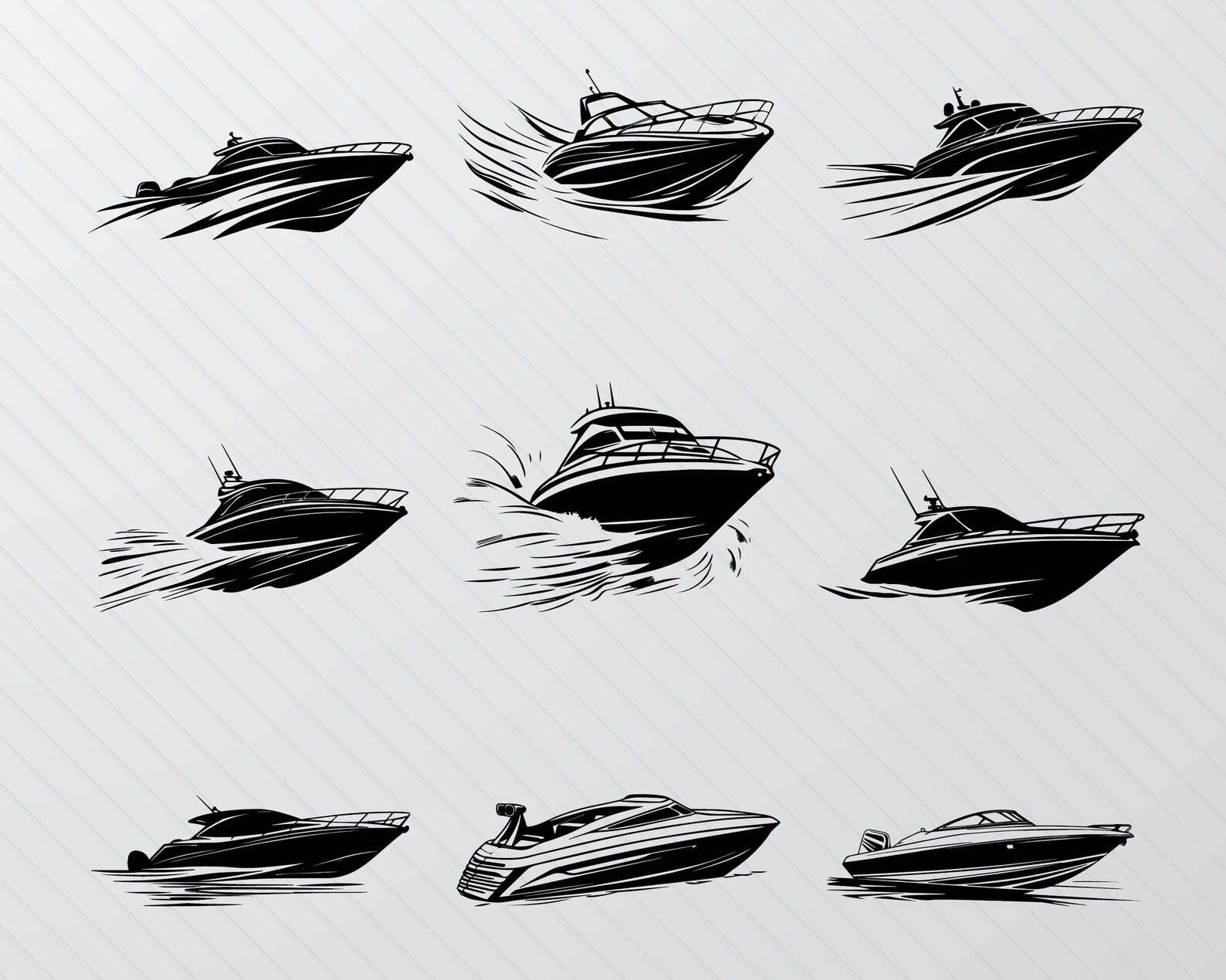 Speed Boat Silhouette, Speed Boat Svg Set Bundle Cut Files, Speed Boat ...