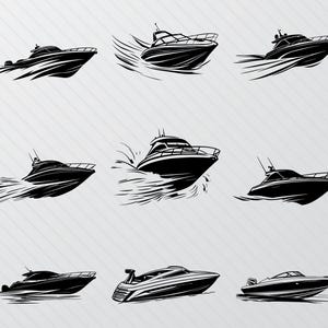 Speed Boat Silhouette, Speed Boat Svg Set Bundle Cut Files, Speed Boat ...
