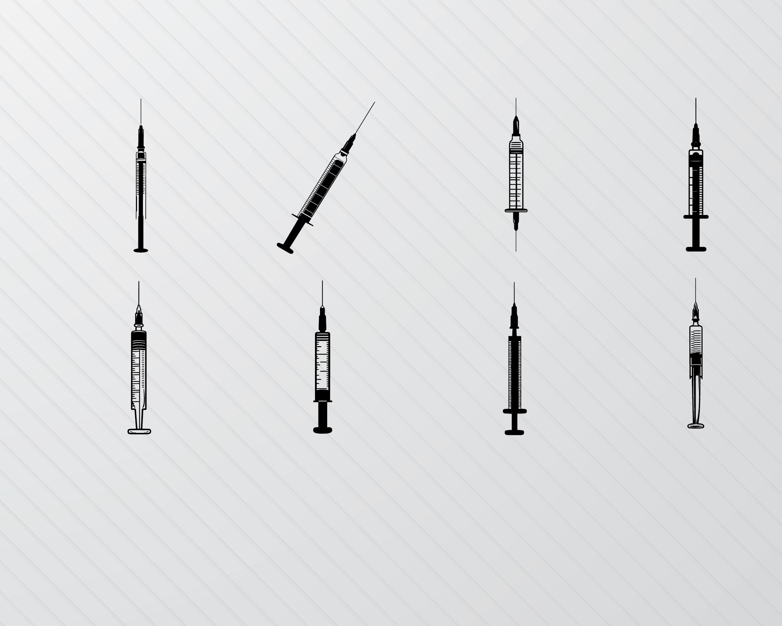 Syringe Silhouette, Syringe Svg Bundle Cut File, Syringe Clipart ...