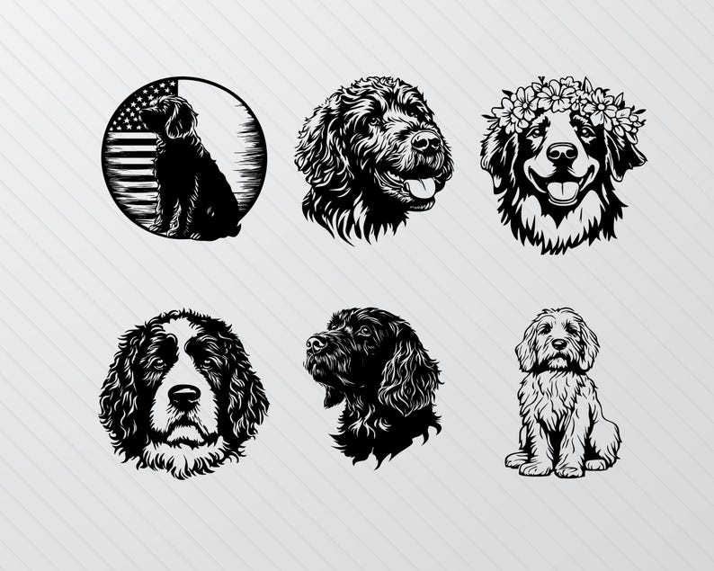 Bernedoodle Silhouette: Dog Breed Vector Art Bundle (SVG, PNG) - Etsy
