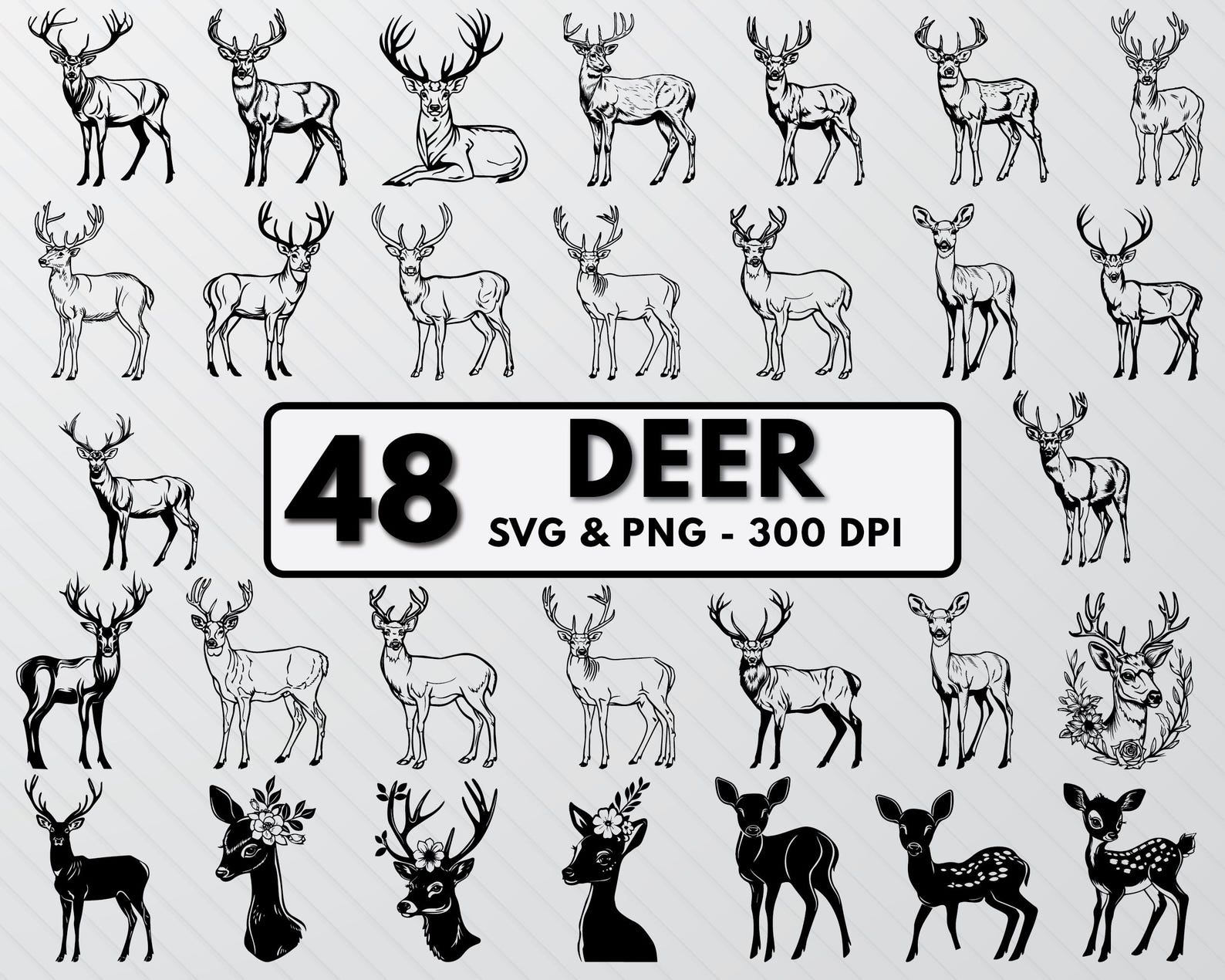 Deer Silhouette Svg, Deer Svg Cut File, Baby Deer Clipart, Deer Png ...