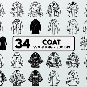 Coat Outline SVG PNG Bundle: Fashion Clipart, Cricut Cut Files - Etsy
