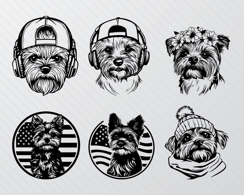 Morkie Dog SVG Bundle: Silhouette Clipart (PNG, Vector) - Etsy