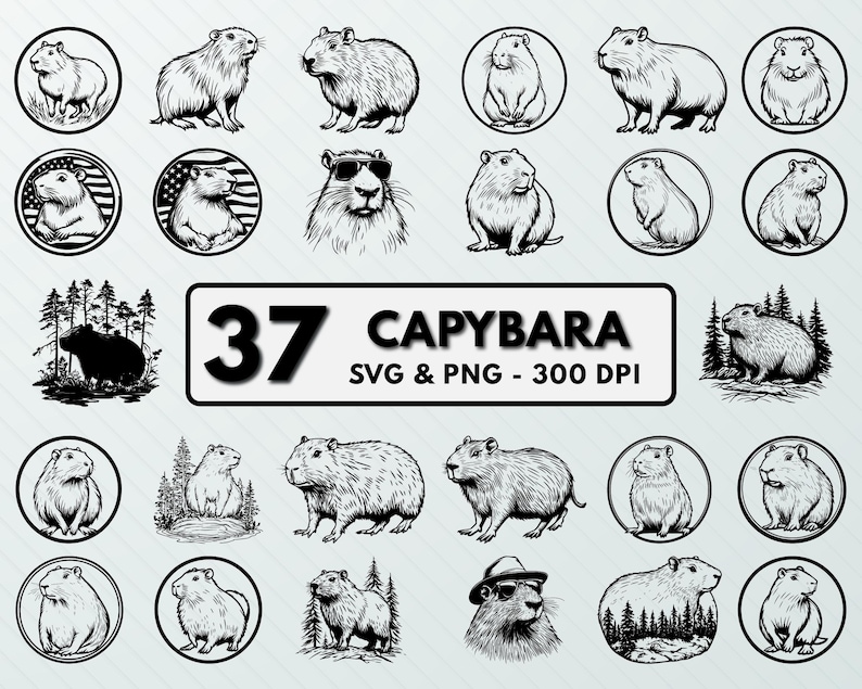Capybara Svg Png Bundle, Capybara Clipart, Capybara Silhouette ...