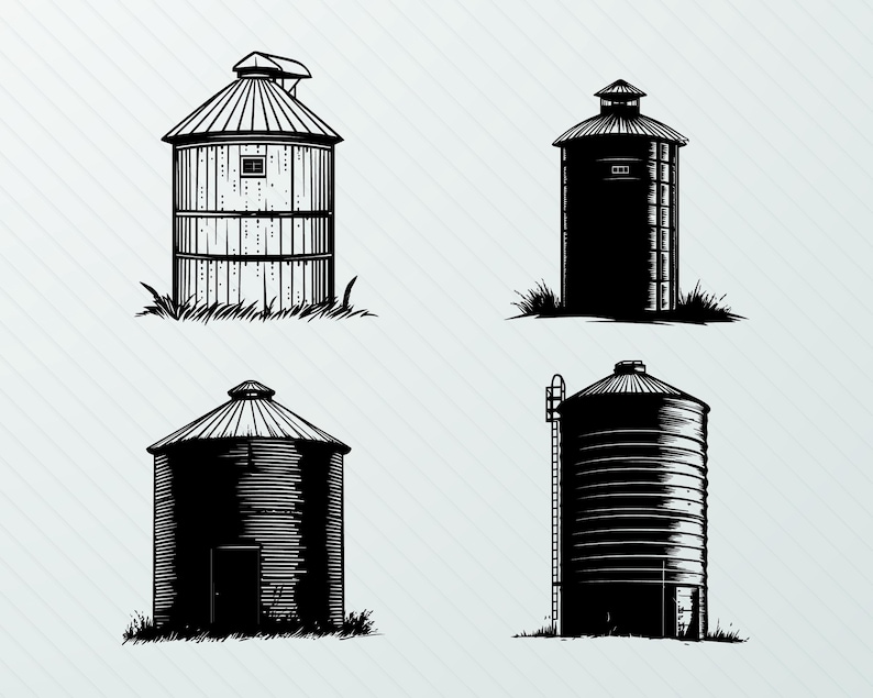 Grain Bin Silhouette, Grain Bin SVG, Grain Bin PNG, Grain Bin Cut Files ...