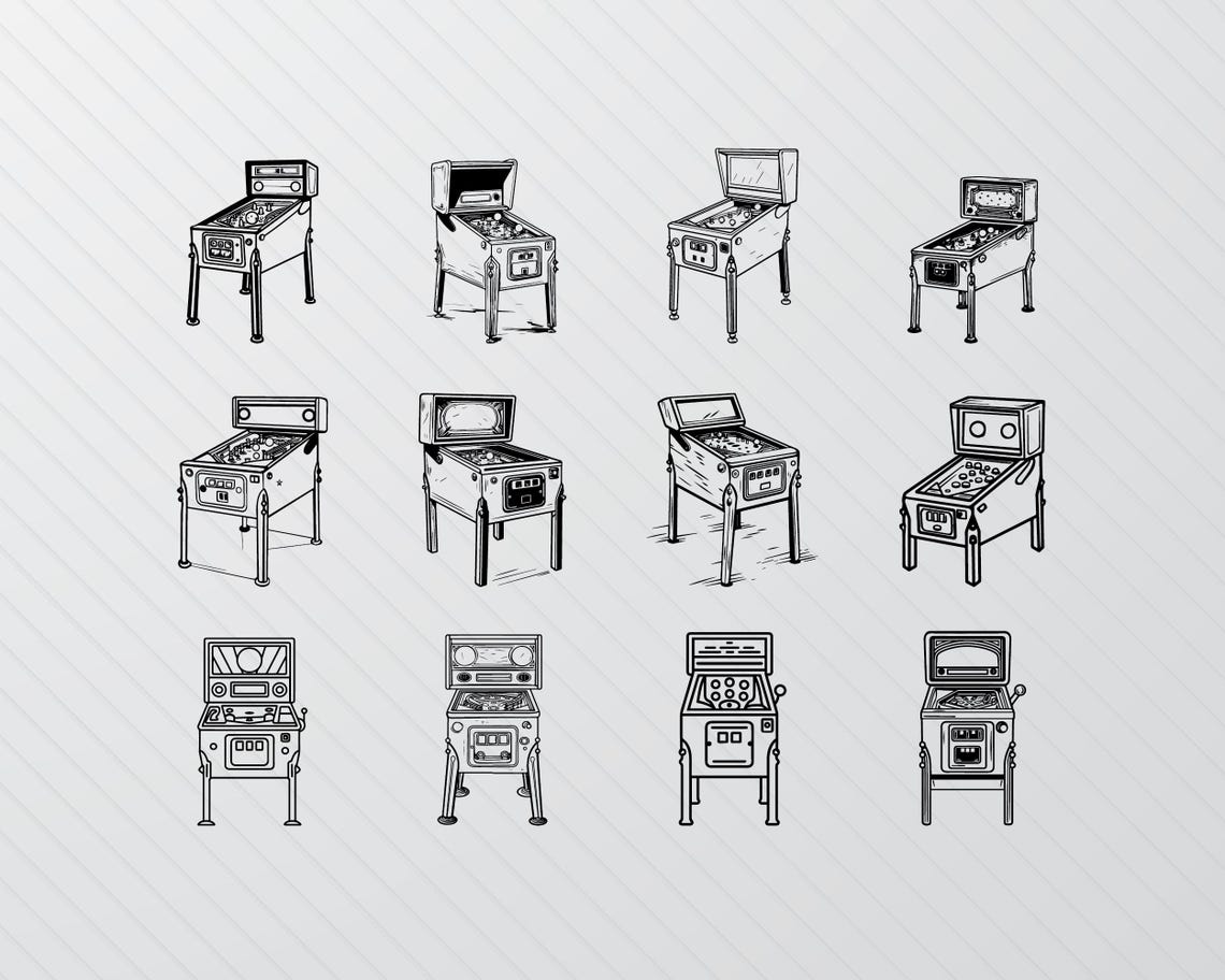 Pinball Machine Svg Bundle, Pinball Machine Silhouette, Pinball Machine ...