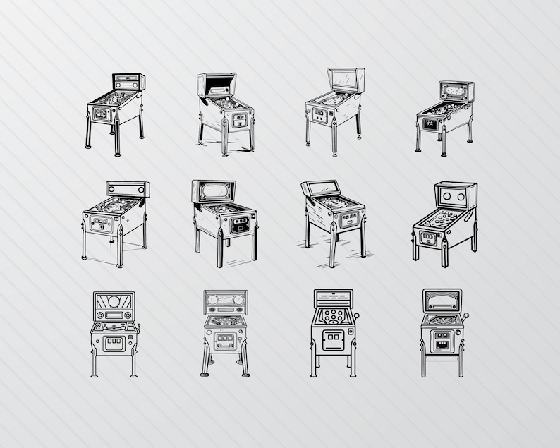 Pinball Machine Svg Bundle, Pinball Machine Silhouette, Pinball Machine ...