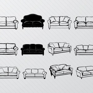 Sofa Silhouette Svg, Sofa Svg Bundle File, Couch Clipart Png, Sofa ...