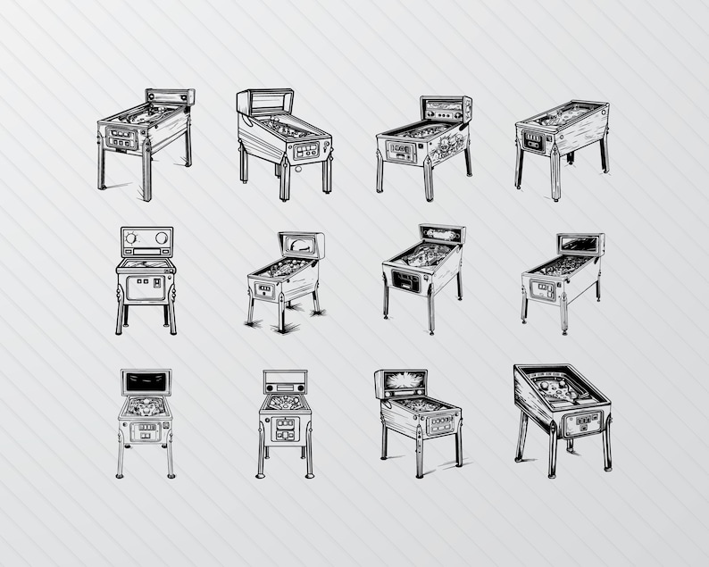 Pinball Machine Svg Bundle, Pinball Machine Silhouette, Pinball Machine ...