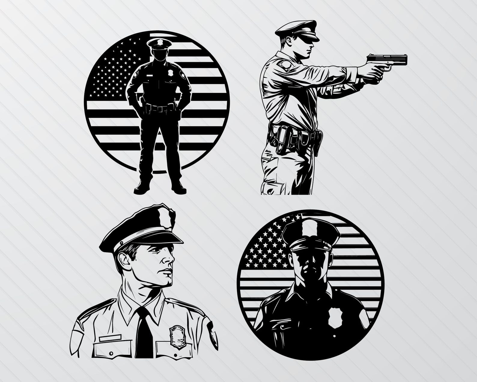Police Svg Bundle, Police Silhouette Cut File, Police Vector Art ...