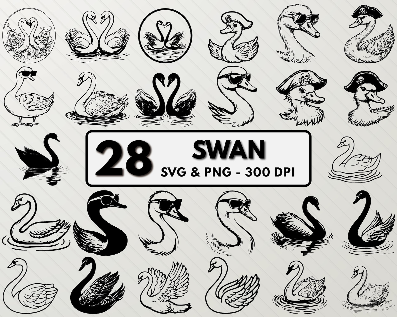 Swan SVG Bundle: Cygnets Line Art, Black Swan Clipart (PNG) - Etsy