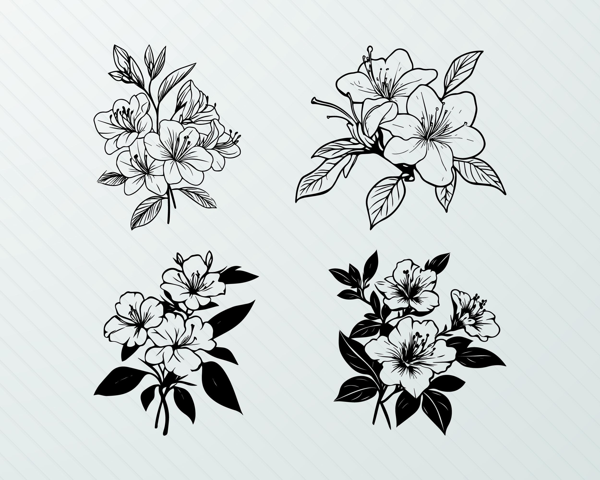 Azalea Svg Png Bundle, Azalea Silhouette, Azalea Clipart, Azalea Vector ...