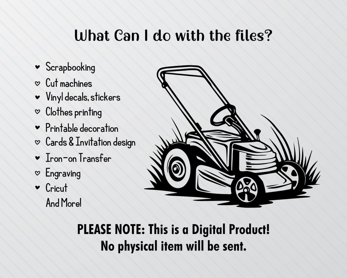 Lawn Mower Silhouette SVG Bundle: Clipart, Decal, Outline (PNG) - Etsy