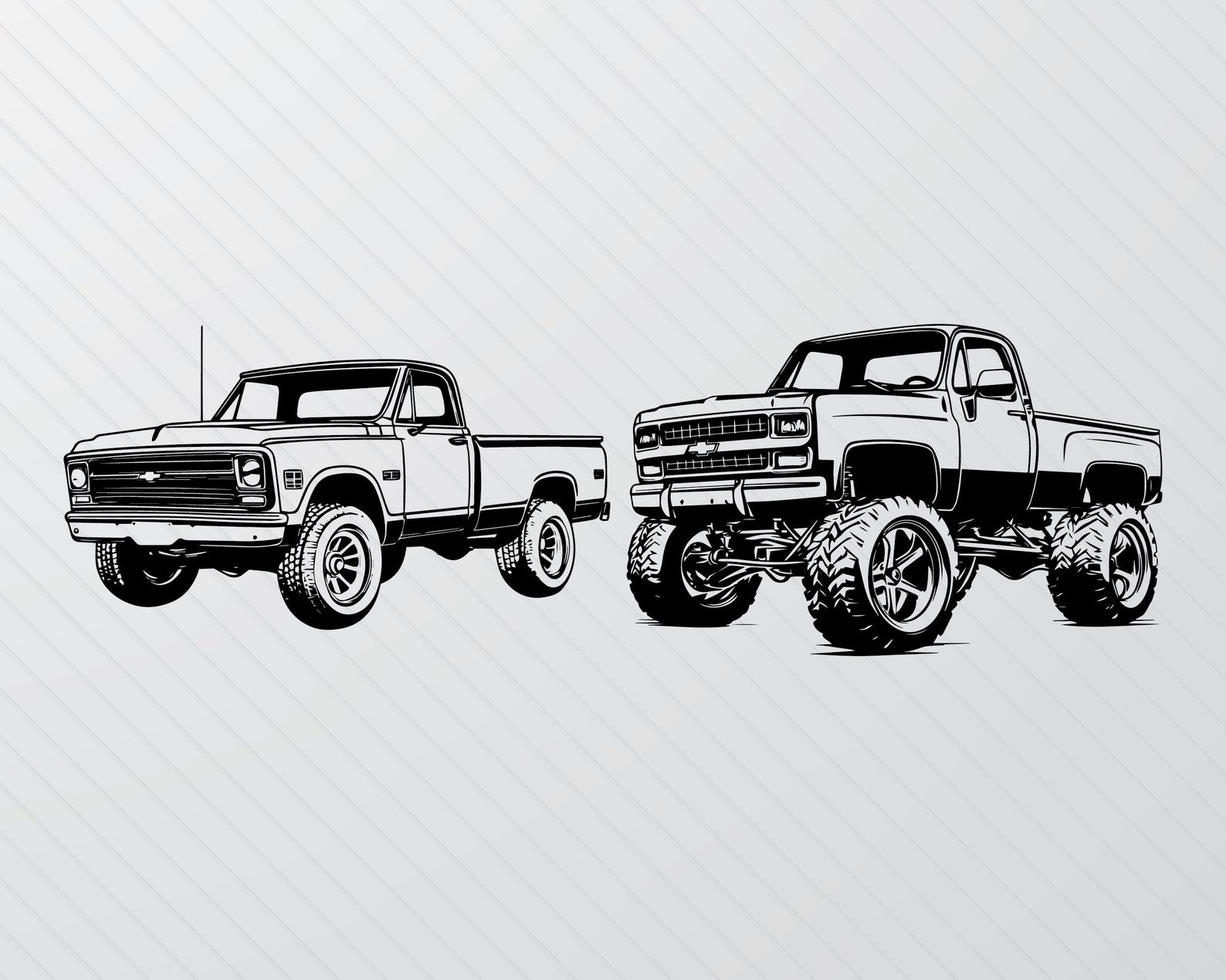 Chevy Truck SVG Bundle: Silhouette Clipart, Trucker Decal (PNG) - Etsy
