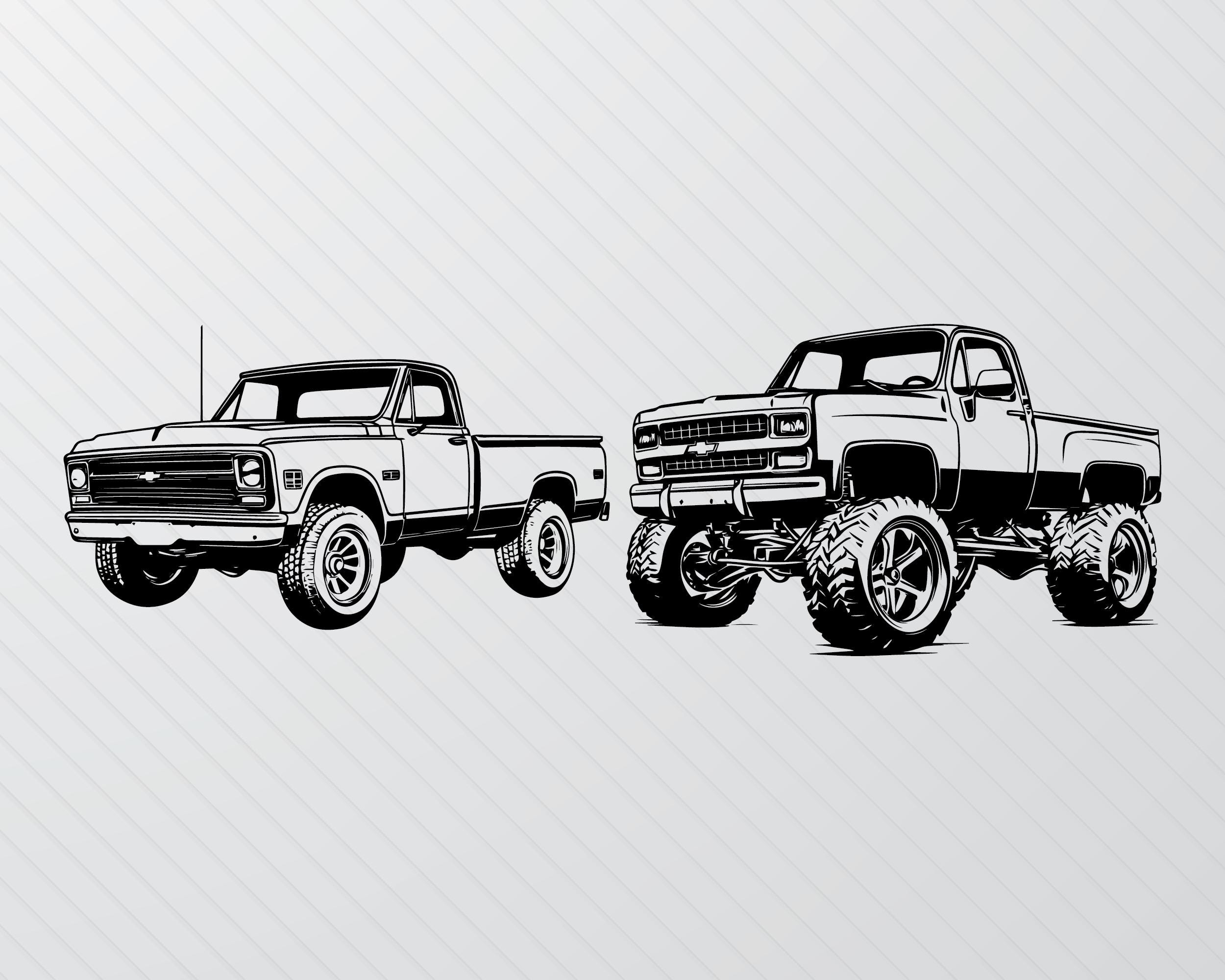 Chevy Truck SVG Bundle: Silhouette Clipart, Trucker Decal (PNG) - Etsy