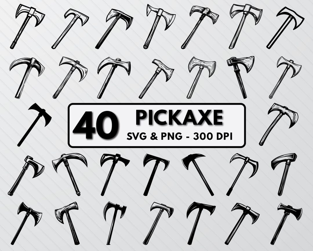 Pickaxe SVG Bundle: Silhouette Clipart PNG, Cricut Cut File - Etsy