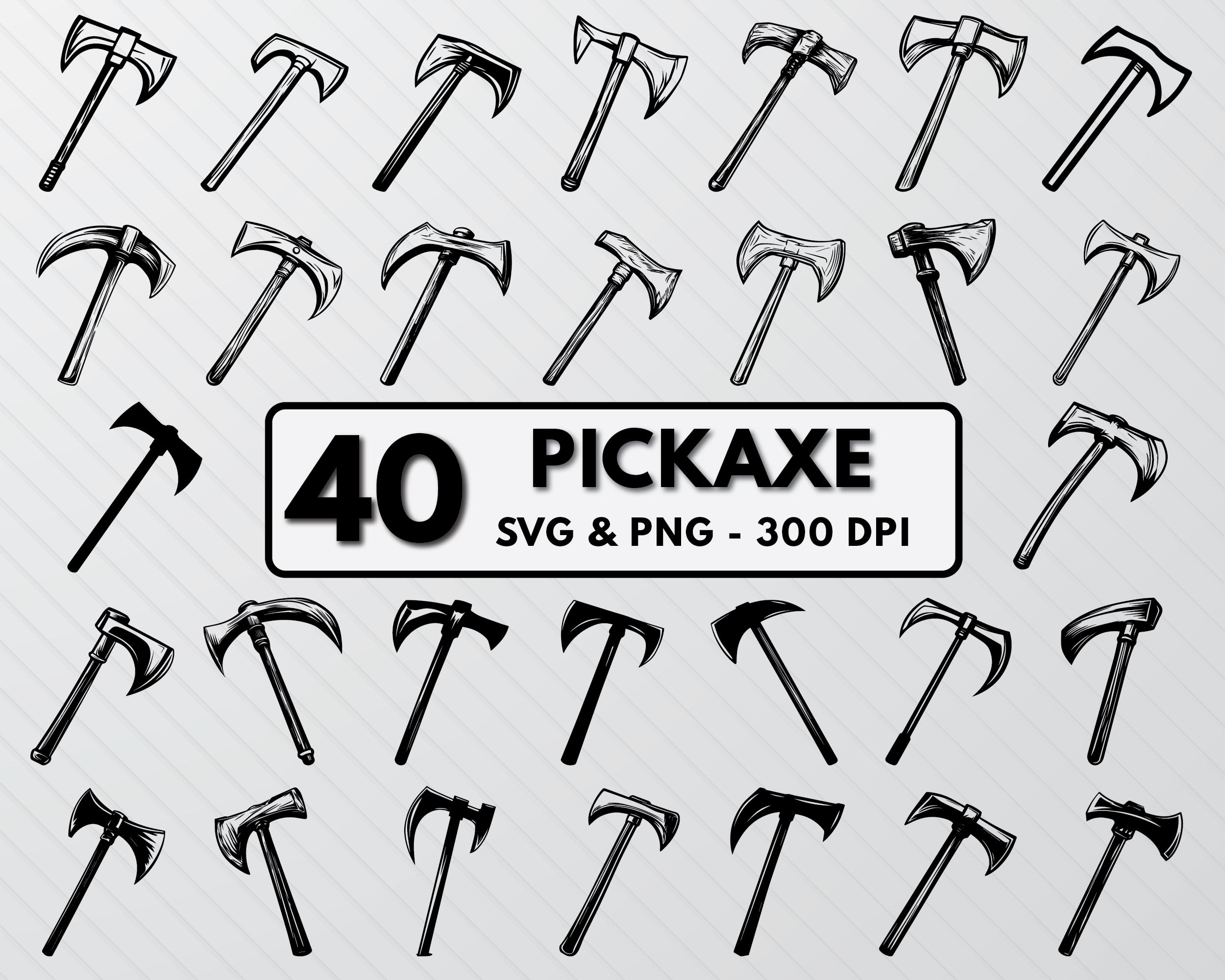 Pickaxe SVG Bundle: Silhouette Clipart PNG, Cricut Cut File - Etsy