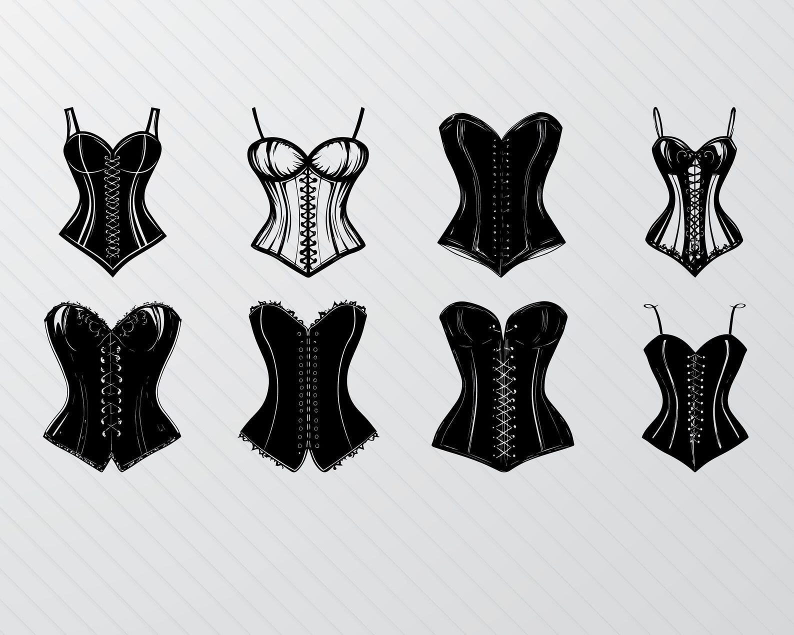 Women Corset Silhouette Svg, Corset Svg Bundle Set, Women Fashion ...