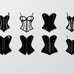 Corset Silhouette SVG Bundle: Fashion Clipart, Decal Vector Art (PNG ...