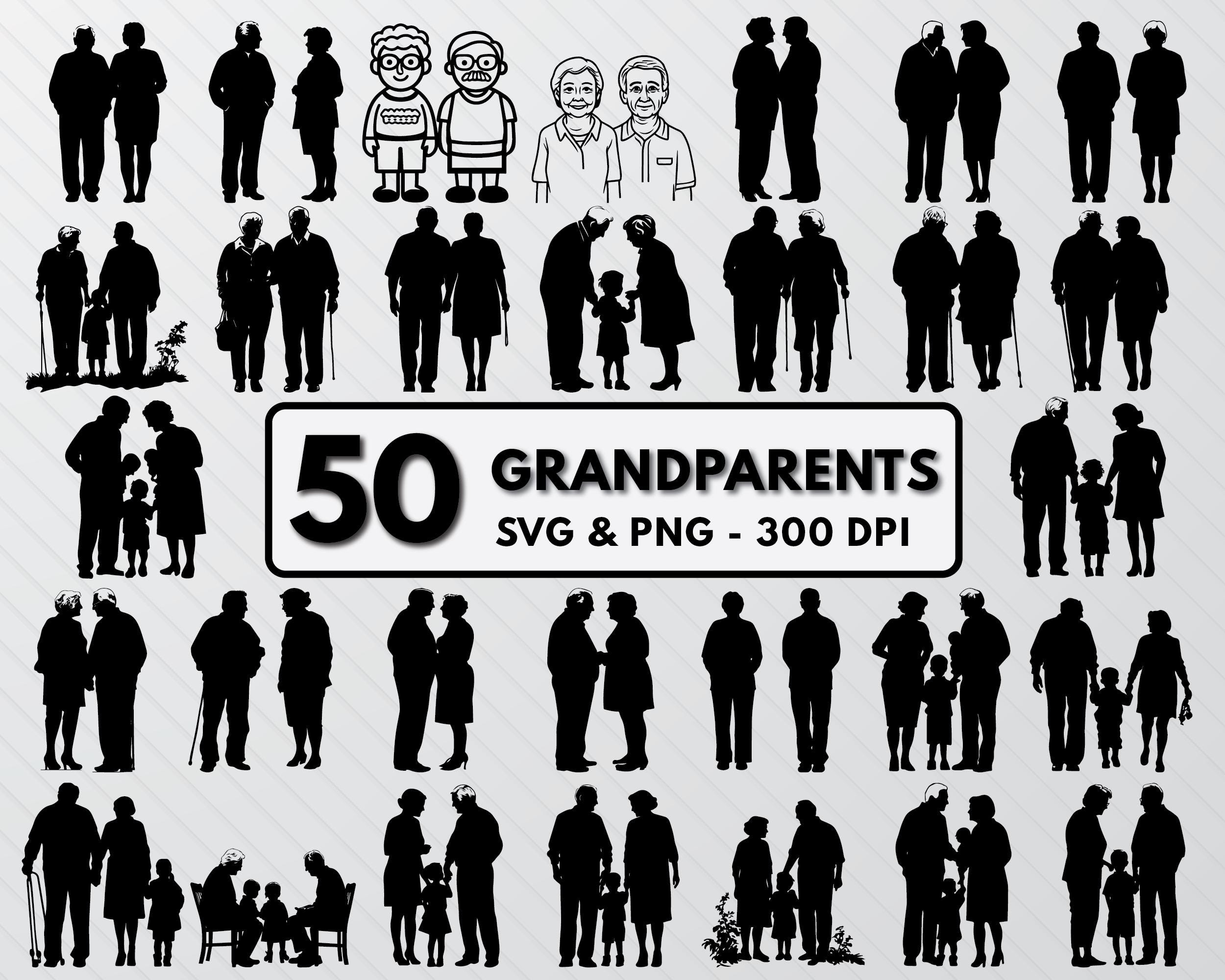 Grandparents Silhouette SVG Bundle: Family Vector Art (PNG, Cricut) - Etsy