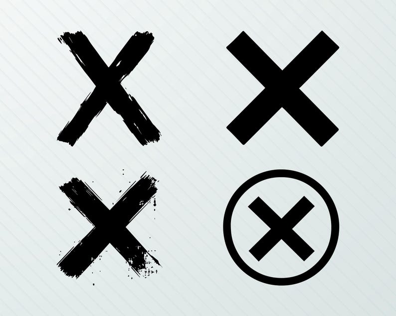 X Mark Clipart: SVG, PNG, Silhouette Vector (300 DPI) - Etsy