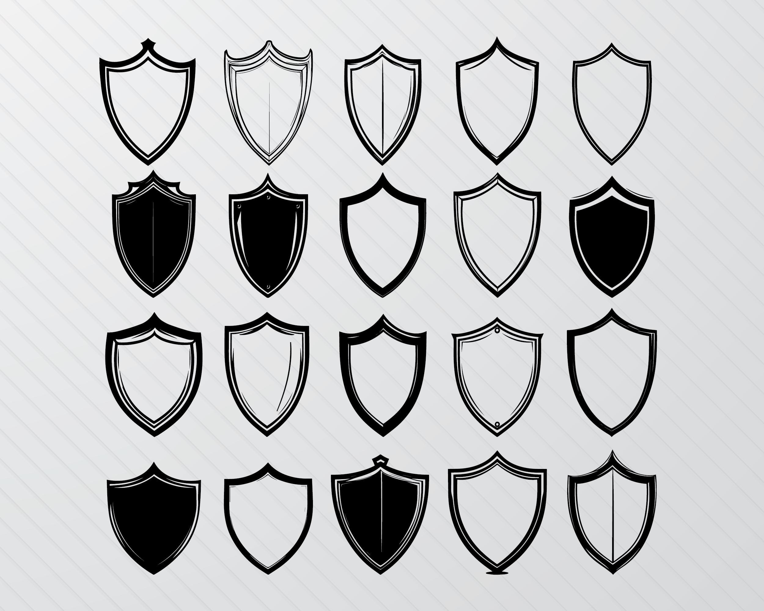 Shield Silhouette SVG Bundle: Black Outline Icons (PNG, SVG) - Etsy