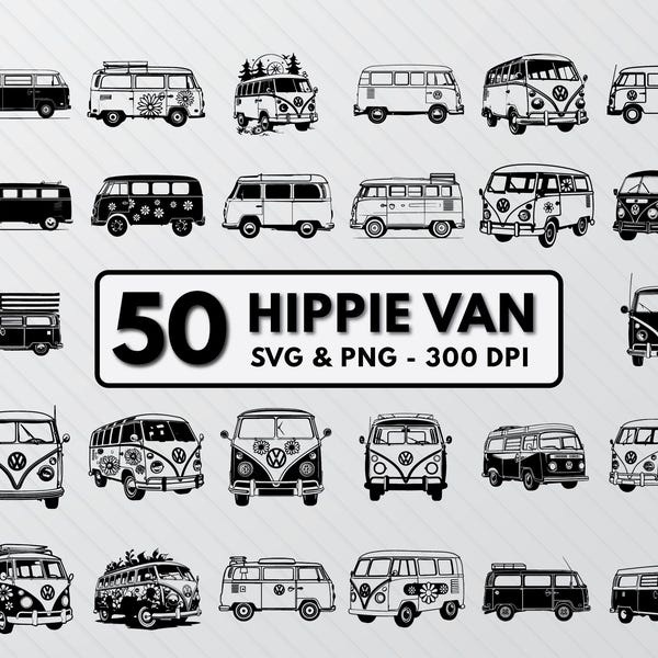 Hippie Van Clipart - Etsy