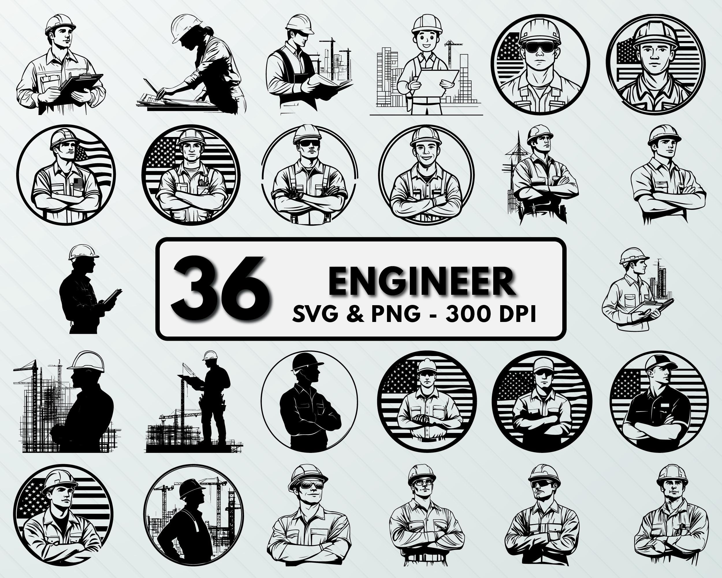 Engineer SVG Bundle: Clipart, Silhouette, Vector Art (digital Download ...