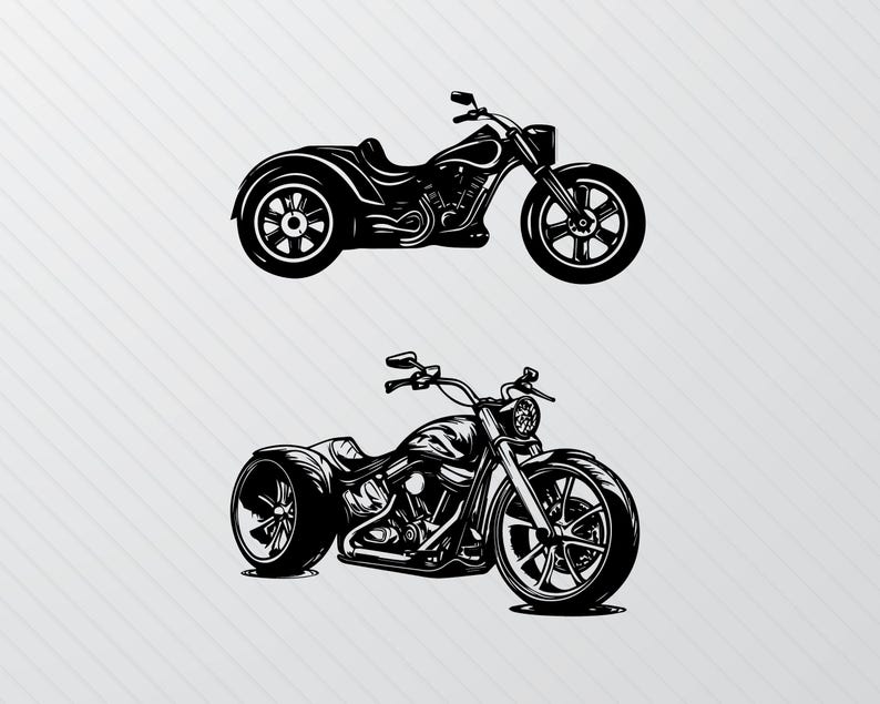 Trike Motorcycle SVG Bundle: Clipart Silhouette PNG, Decal Icon - Etsy