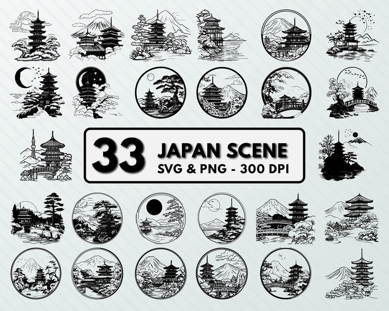 Japan Scene Svg Png Bundle, Japan Scene Silhouette, Japan Scene Clipart ...