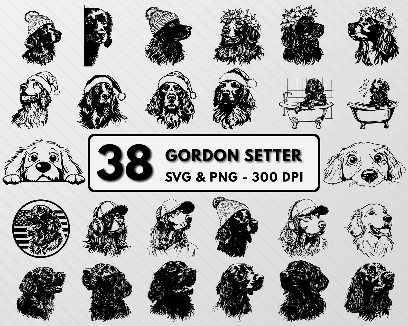 Gordon Setter Svg Bundle, Gordon Setter Dog Silhouette, Gordon Setter ...