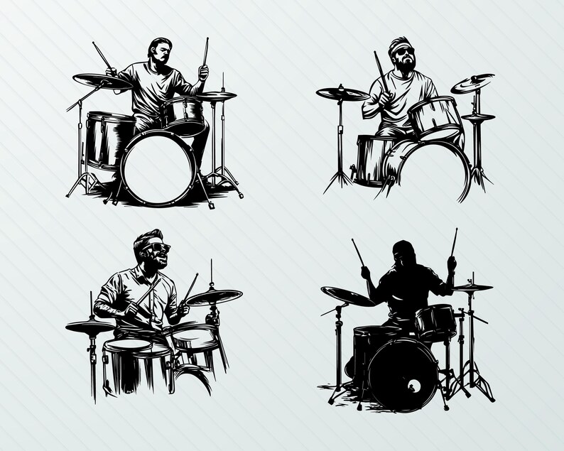 Drummer Svg Png, Drummer Clipart, Drummer Silhouette, Drummer Decal ...