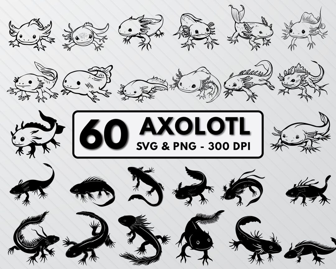 Axolotl Silhouette Svg, Axolotl Svg Cut File, Axolotl Clipart, Axolotl ...