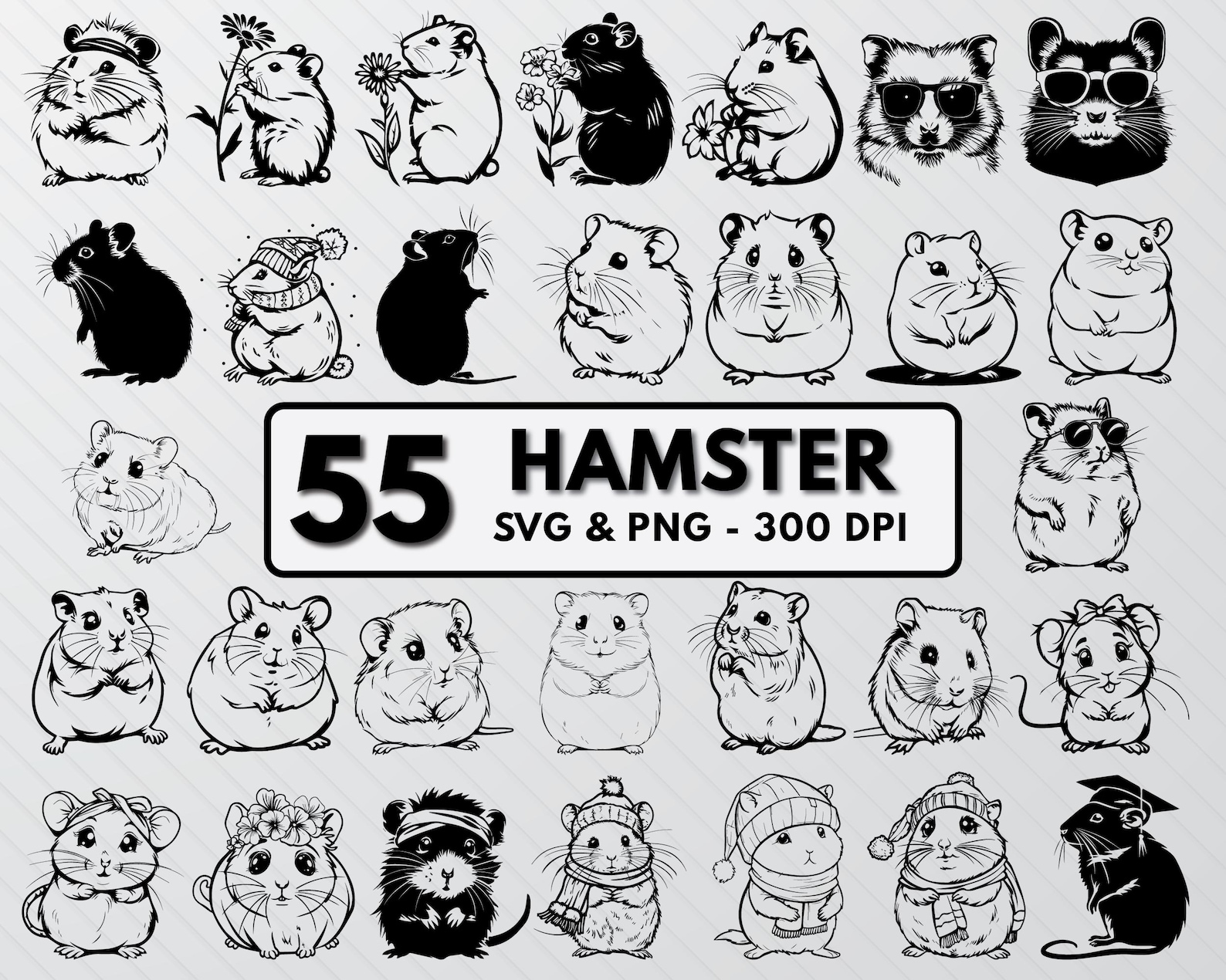 Hamster Silhouette Svg, Hamster Svg Cut File, Hamster Clipart, Hamster ...