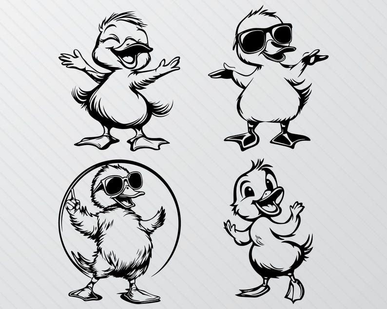 Cute Duck Dancing Svg Bundle, Duck Design Silhouette, Duck Dancing ...