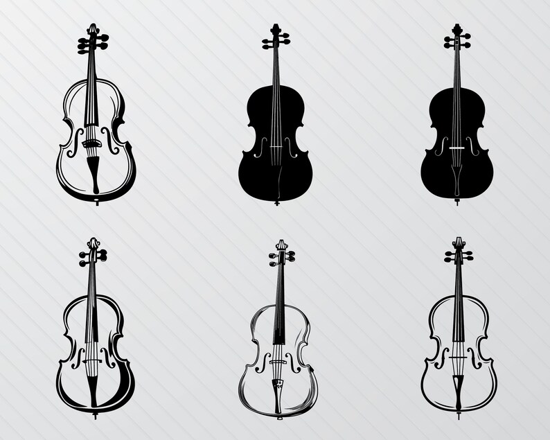 Cello SVG Bundle: Silhouette Cut File, Vector Art Clipart (PNG) - Etsy