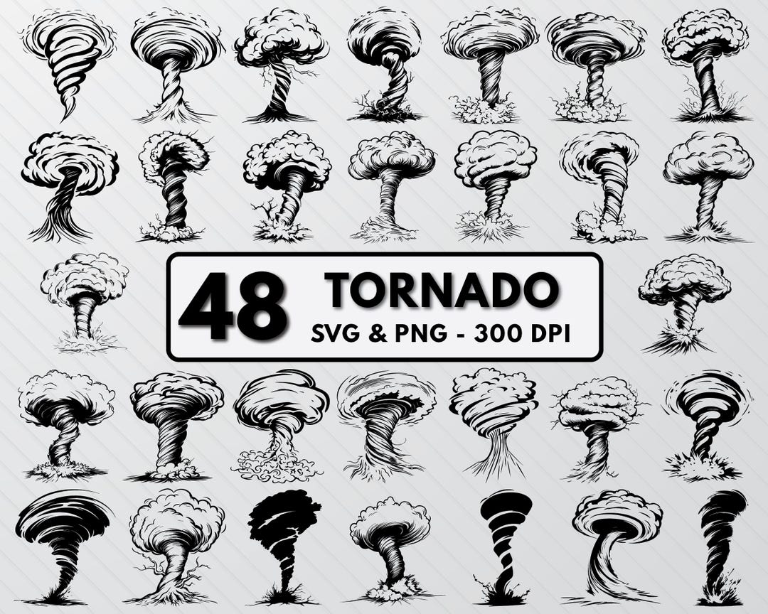 Tornado SVG Cut Files: Cyclone Silhouette Clipart (PNG, Vector) - Etsy UK