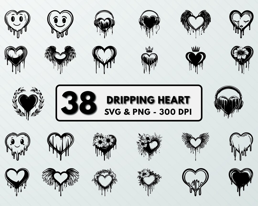 Dripping Heart Svg Png, Dripping Heart Clipart, Dripping Heart ...